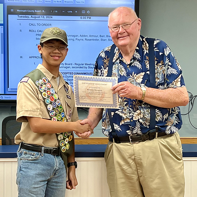 County Board honors Eagle Scout at September meeting – Enquirer Democrat